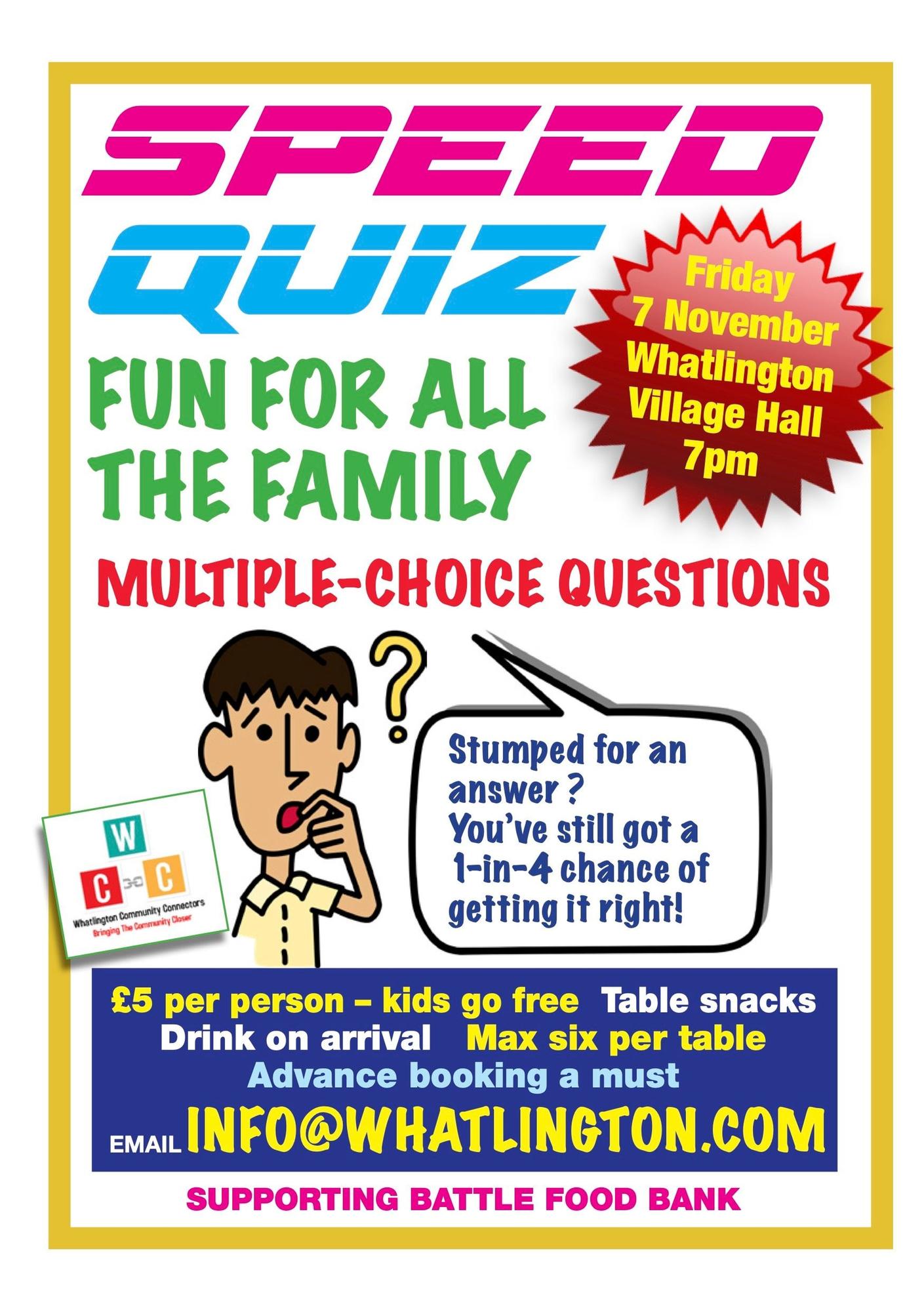 Quick-fire quiz in Whatlington to support food bank