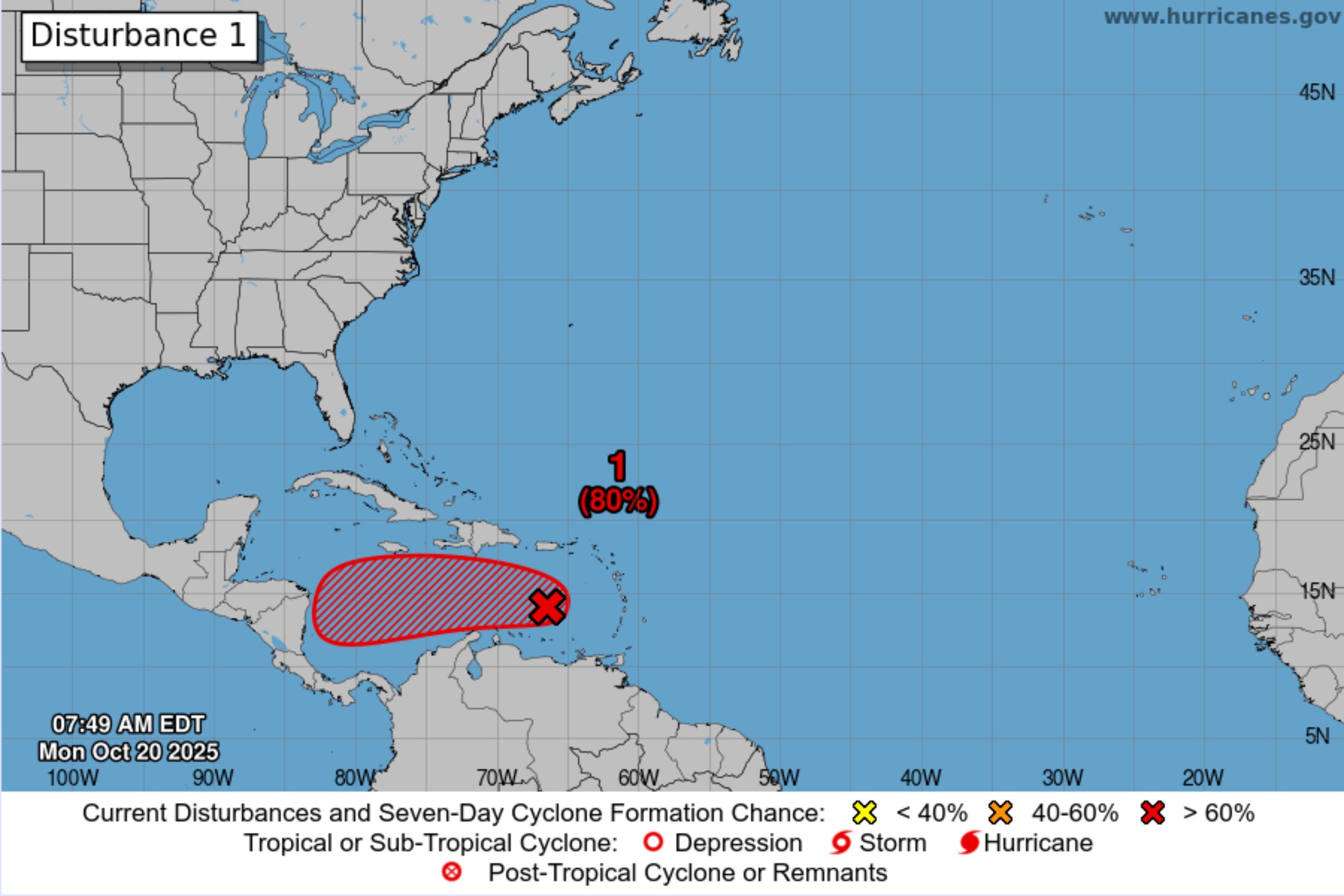 Potential Tropical Storm Melissa path update as hurricane could form