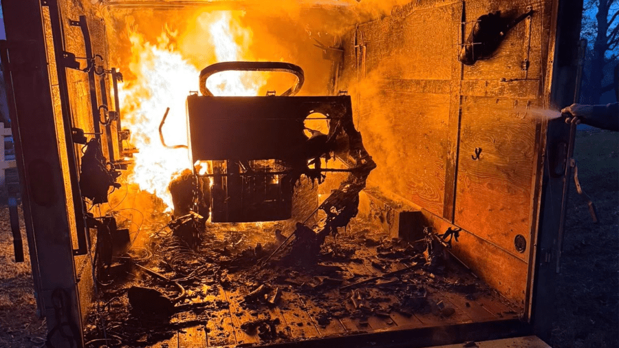 Crews put out cargo trailer fire on Reimers Road in Monson