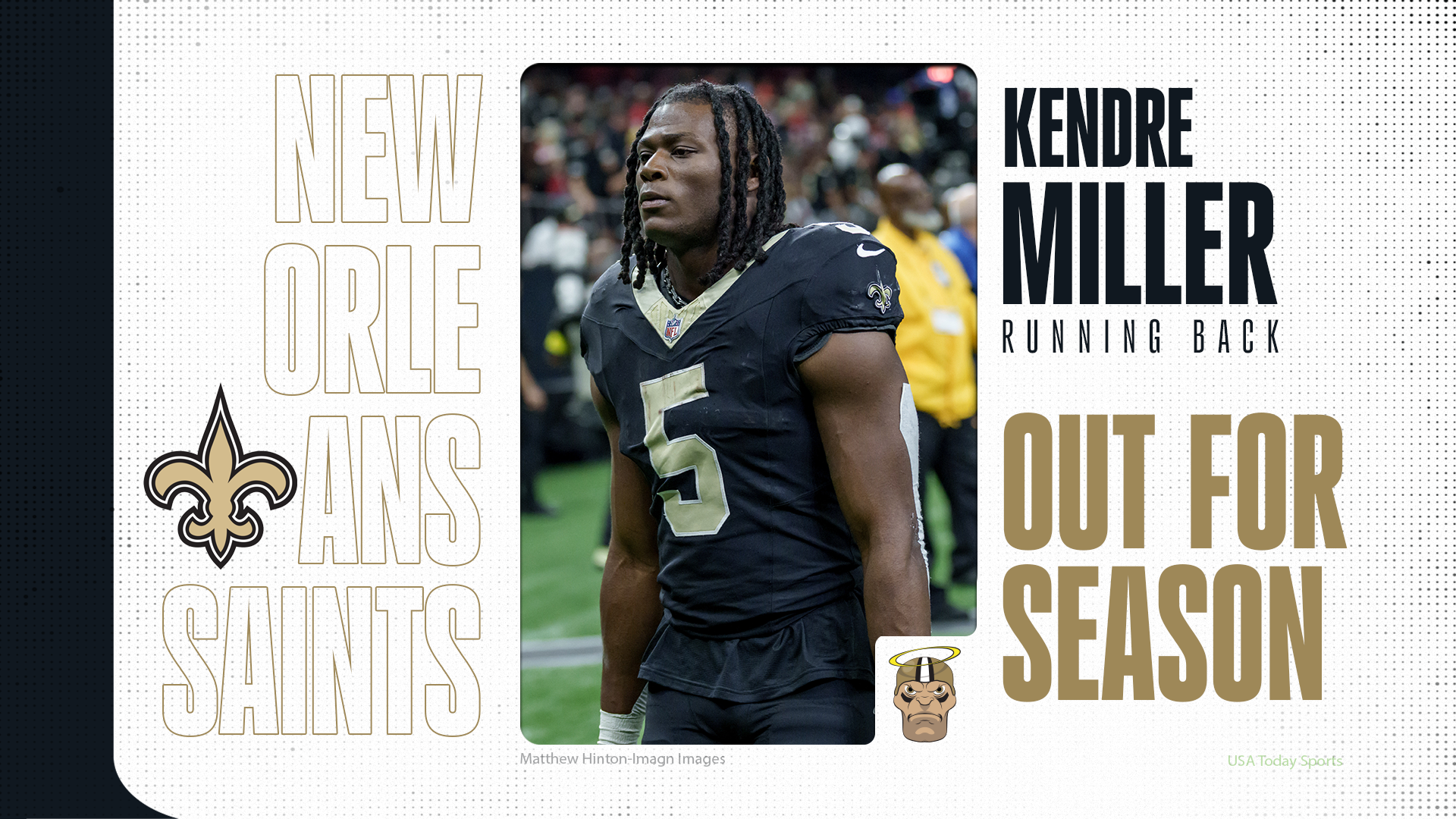 Saints lose explosive running back Kendre Miller to season-ending knee ...