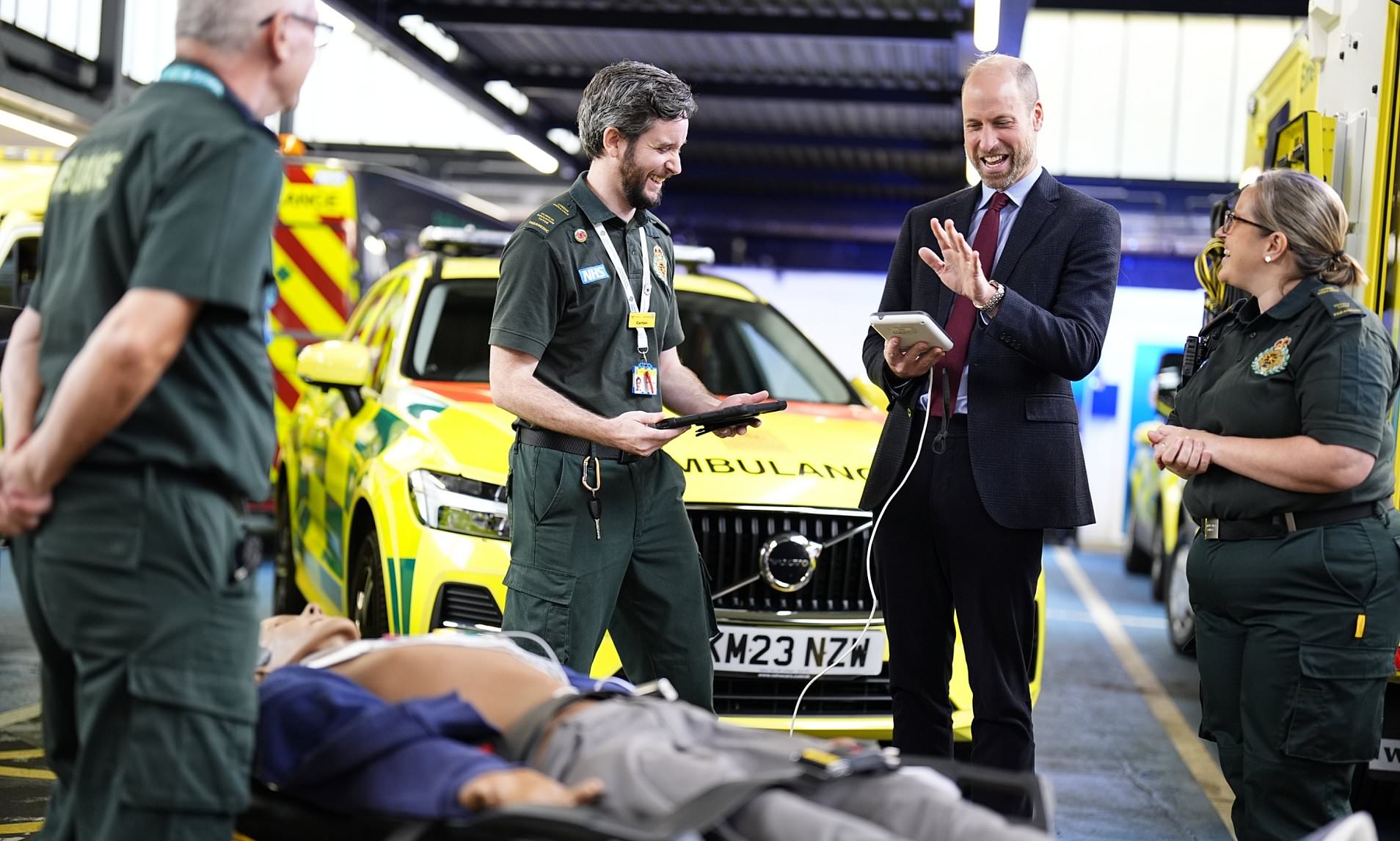 Prince William visits paramedics at London Ambulance Service HQ