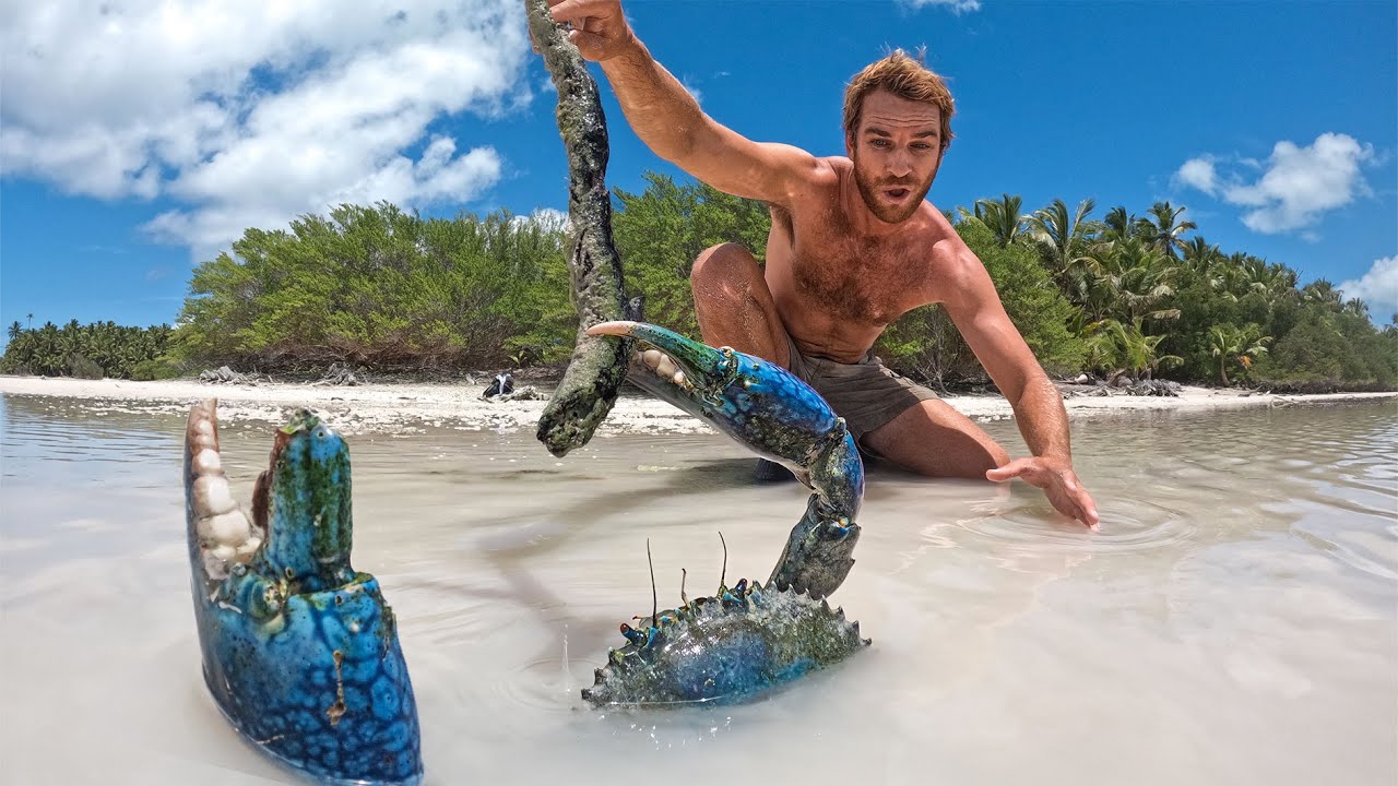 Catching a Giant Crab Barehanded on a Remote Island