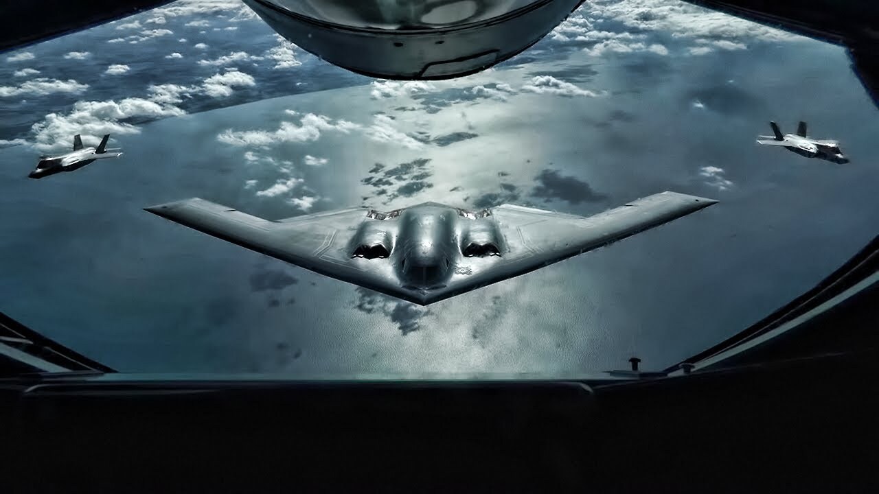 U.S. B-2 Bomber Flies With RAF F-35 Lightning II