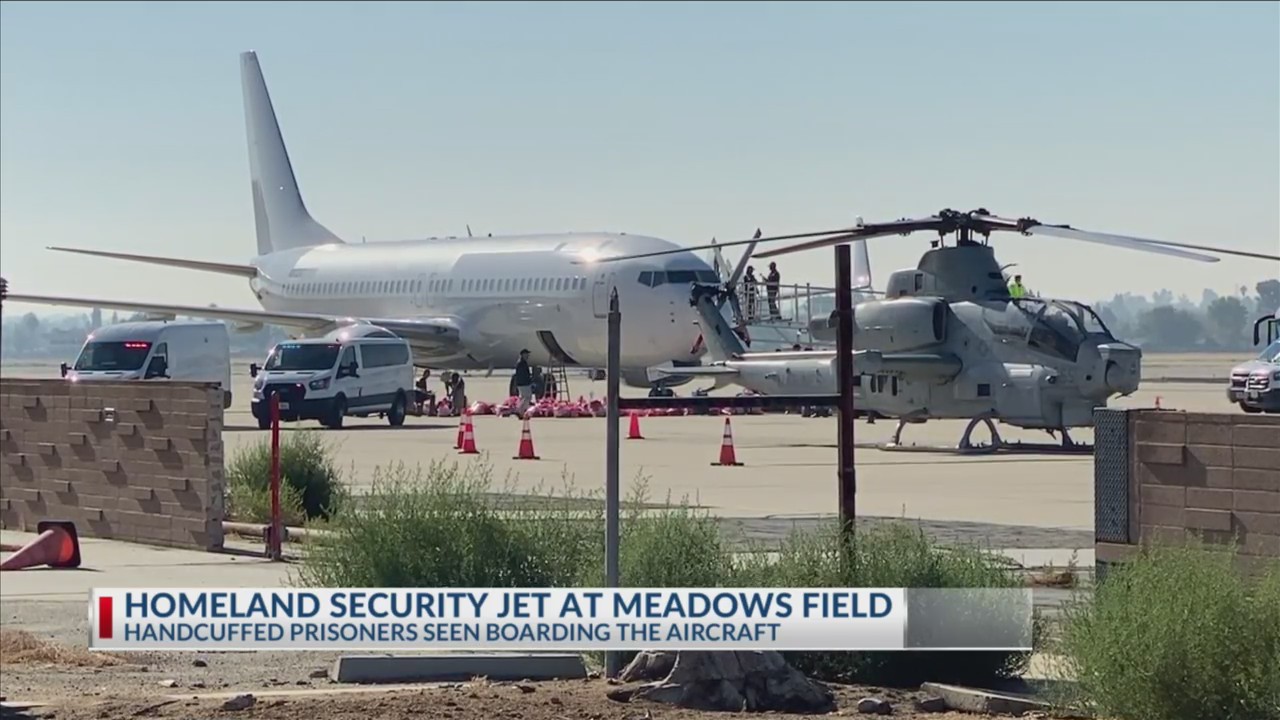 Homeland security jet at Meadows Field airport