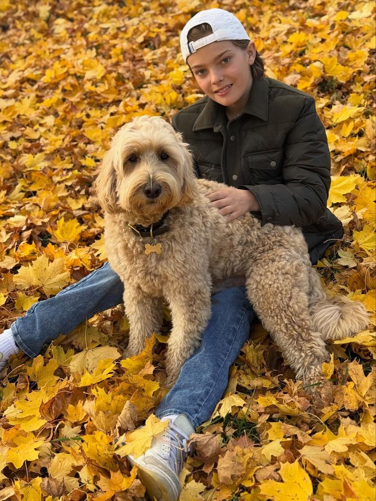 Princess Madeleine's son Prince Nicolas enjoys fall day with family dog