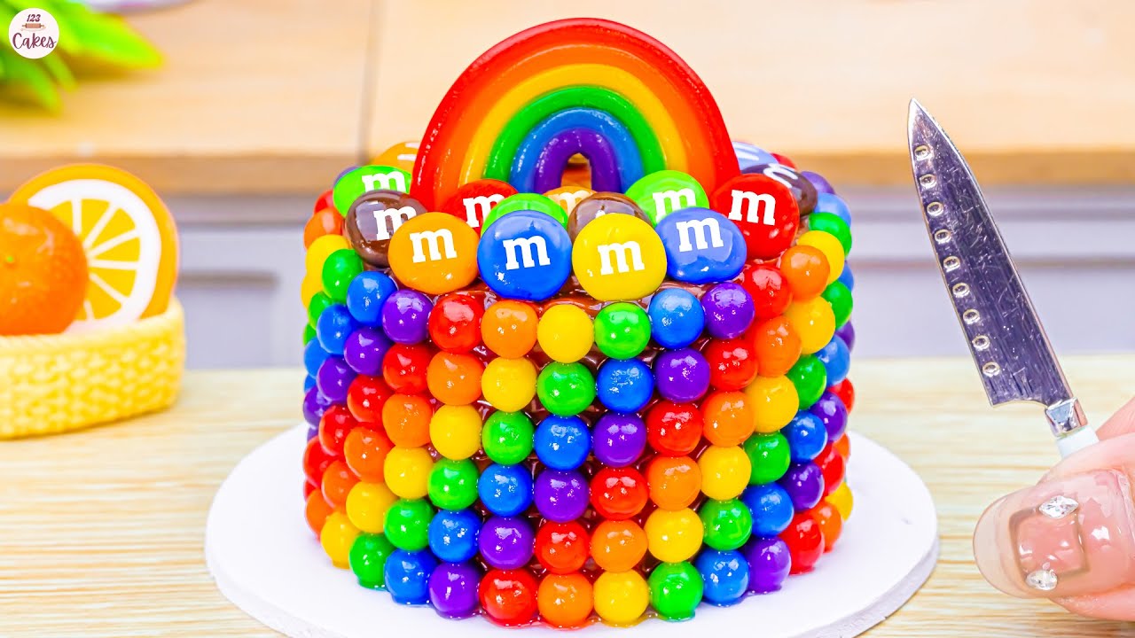 Tasty Rainbow Cake Featuring M&Ms – Miniature Decorating Magic & Recipe