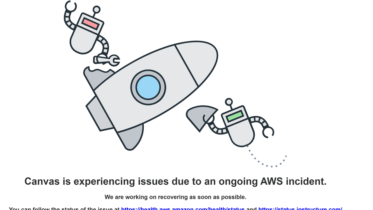 Canvas website down for students after AWS outage
