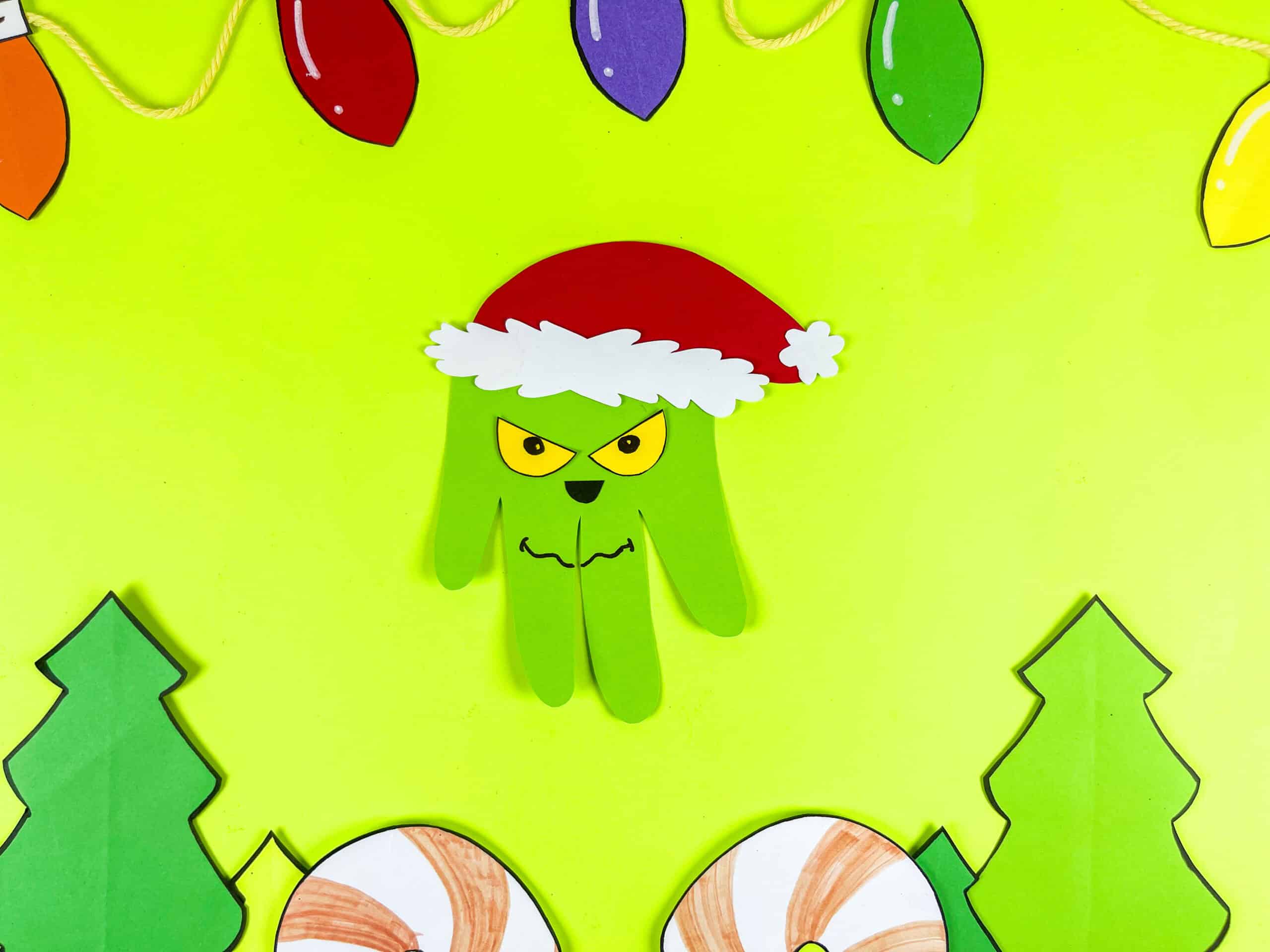 Easy Grinch Handprint Craft for Toddlers
