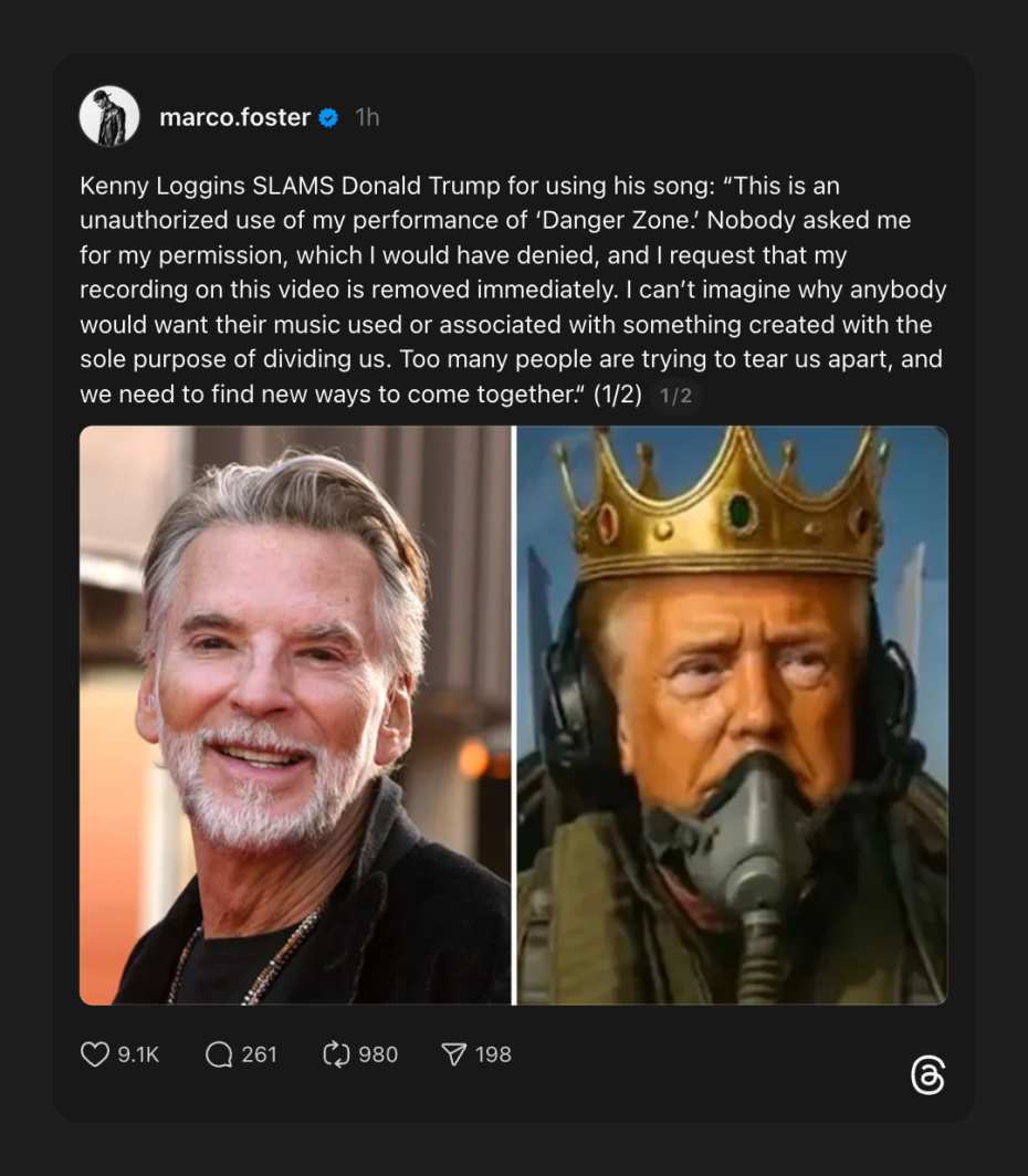 Kenny Loggins furious Trump used "Danger Zone" to accompany himself ...