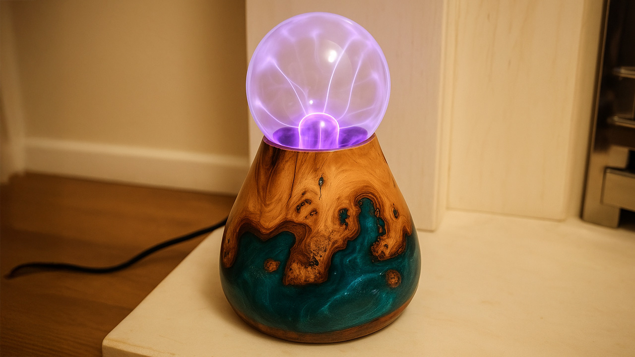 I built a plasma ball lamp from wood!