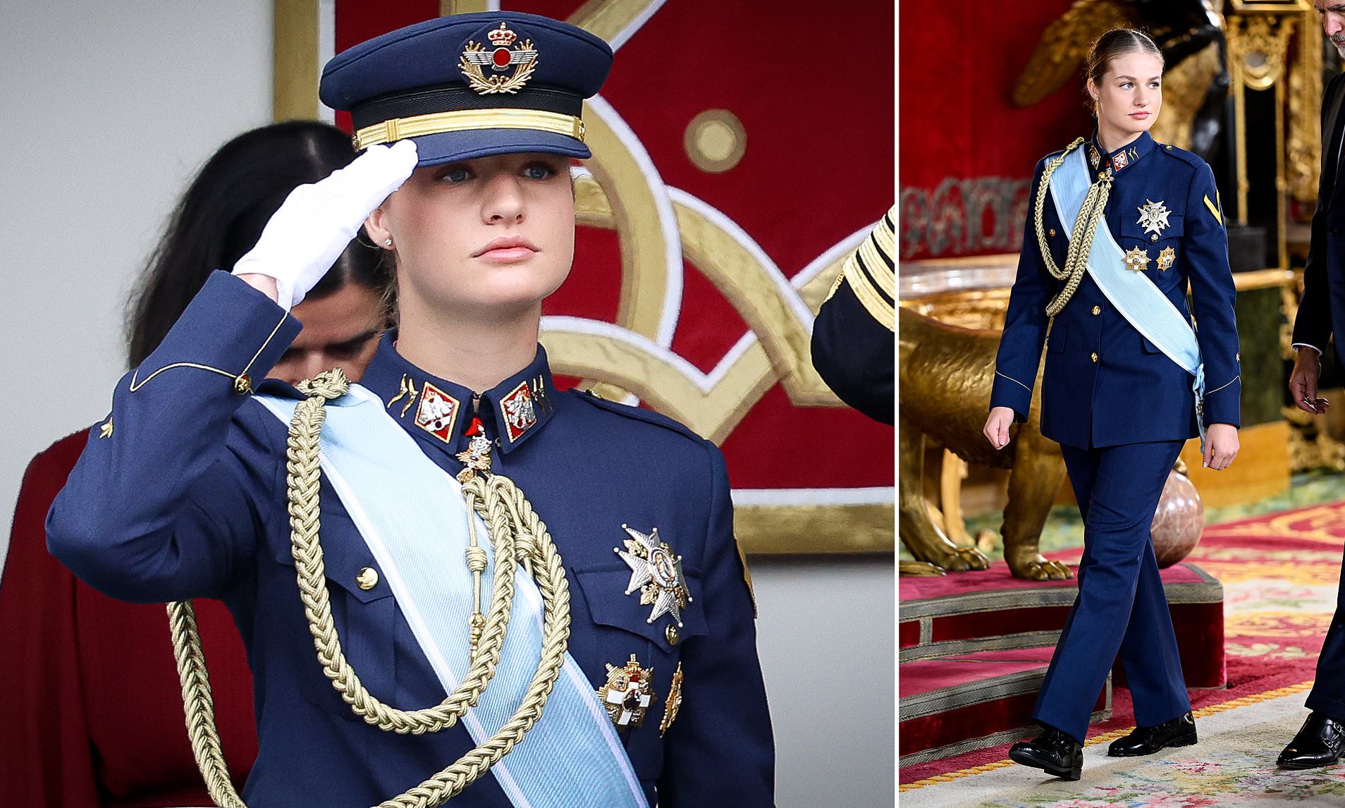 Heir force! Princess Leonor debuts military uniform at Spanish National ...