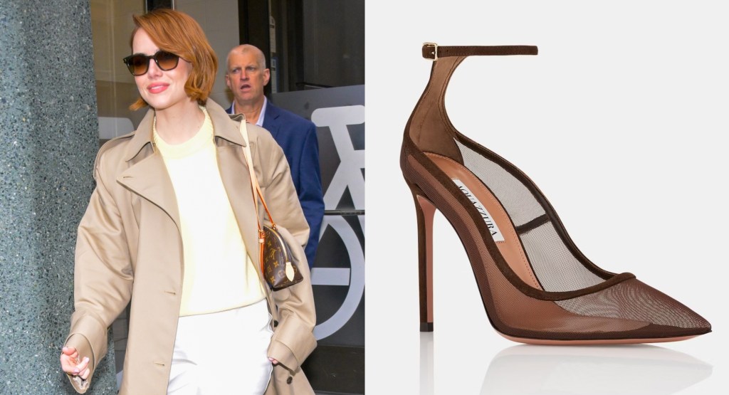 Emma Stone Has a ‘Love Affair' With Aquazzura's Mesh Pumps to Promote ...