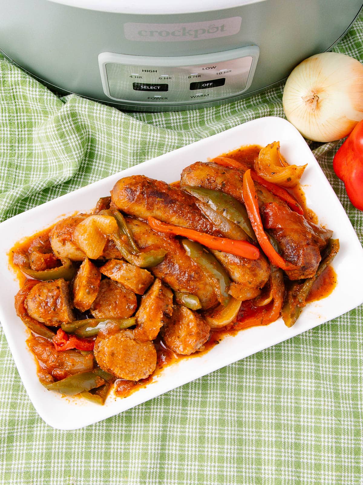 Crock Pot Sausage Peppers and Onion Dinner That You’ll Make Again and Again
