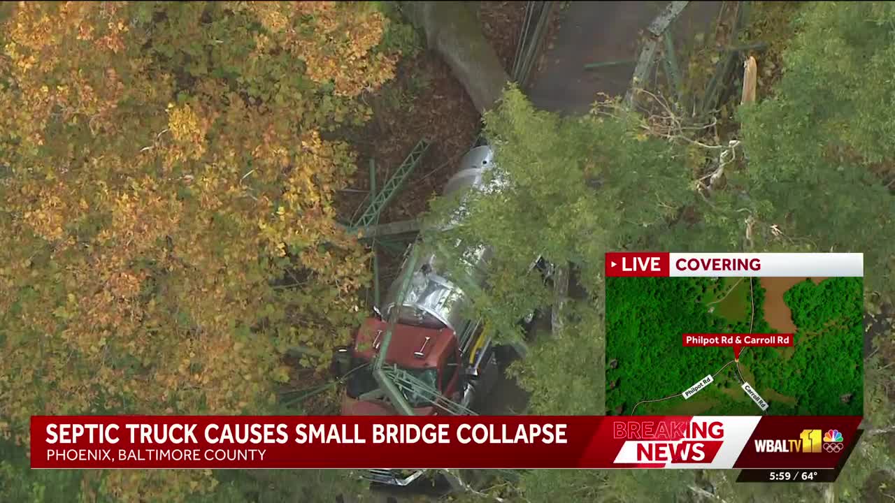 Small bridge, tree collapses in Baltimore County
