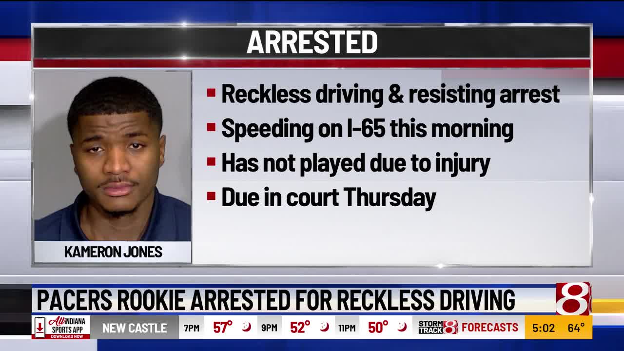 Pacers rookie Kam Jones arrested for reckless driving, records show