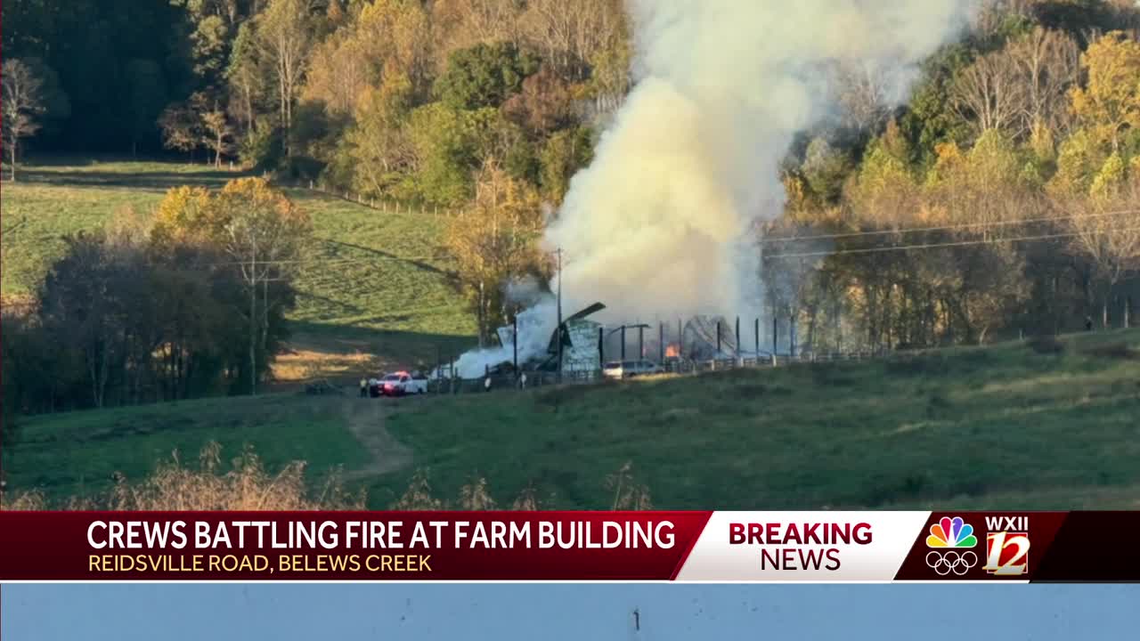 Reidsville Road closed as crews battle flames in Belews Creek