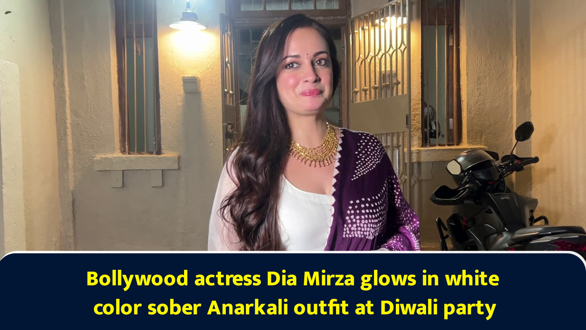 Bollywood actress Dia Mirza glows in white color sober Anarkali outfit ...