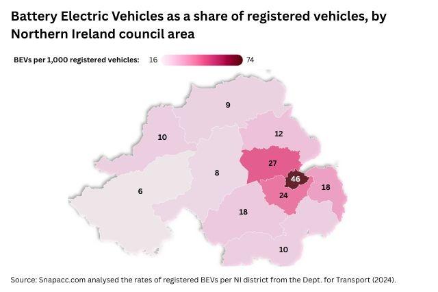 Map reveals where electric vehicles are most popular in Northern Ireland