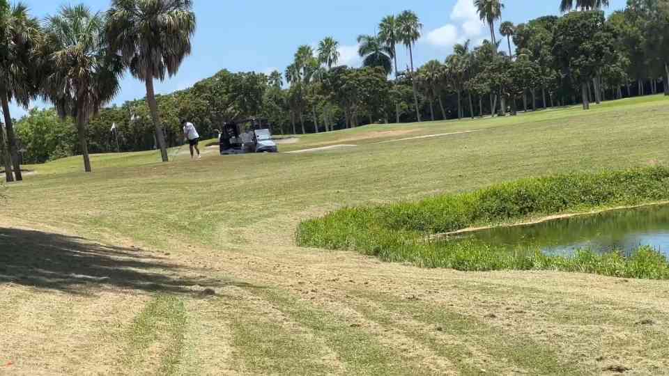Micro fishing rod on a golf course adventure
