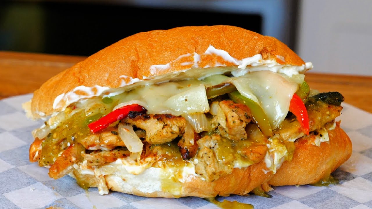How to make Mexican cheesesteak torta with chicken and salsa verde