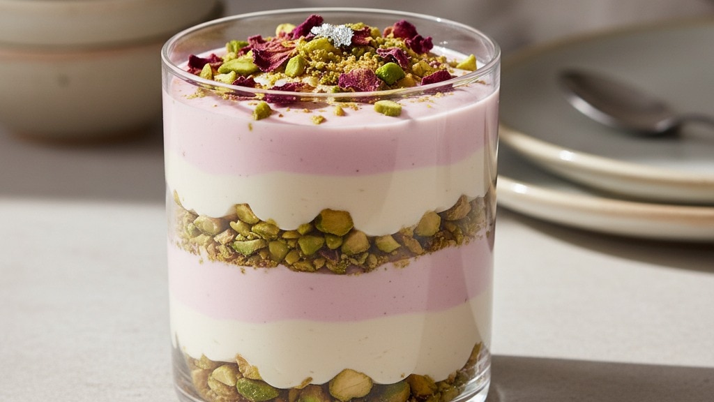 Rose and cardamom pistachio parfait: A modern Indian dessert