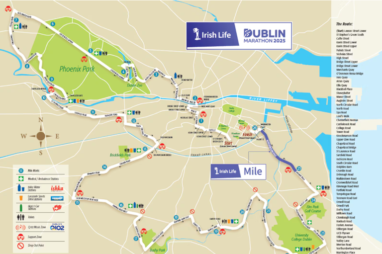 Dublin Marathon 2025 route map, start time, road closures and race rules