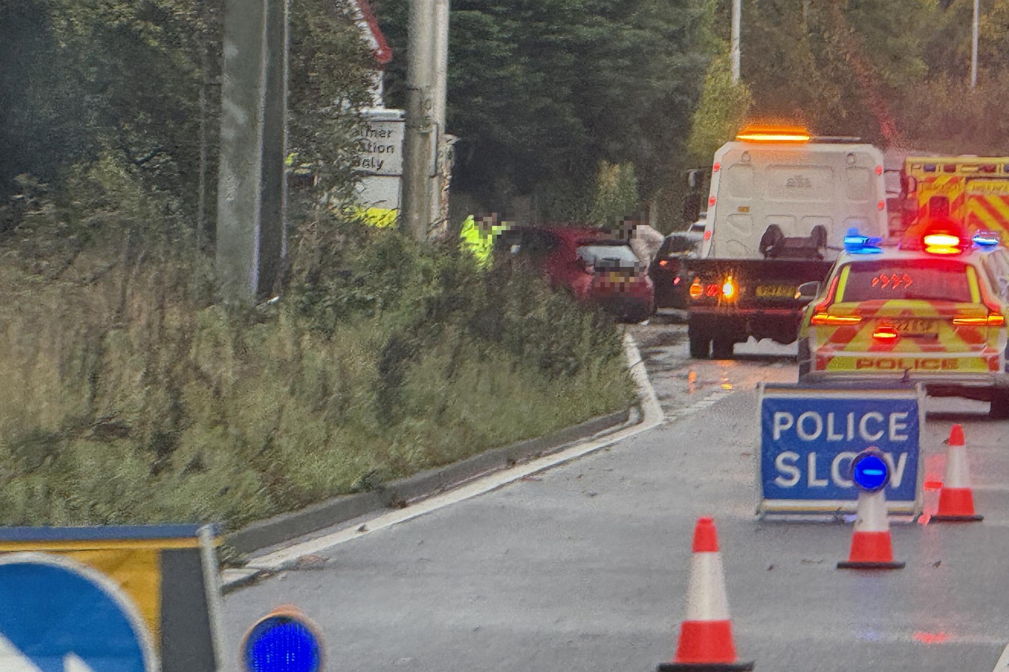 Paramedics treat several people at roadside after crash on A27 in East ...