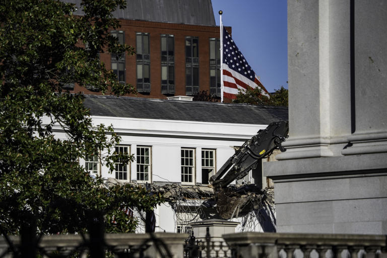 White House begins demolishing East Wing facade to build Trump’s ballroom