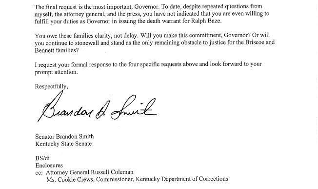 State senator asks governor to sign death warrant in decades-old case