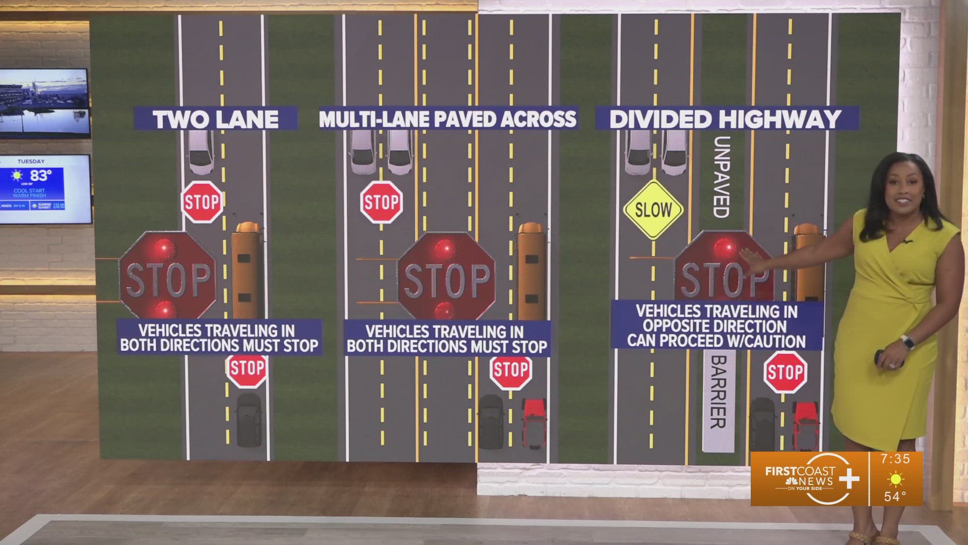 When can I pass a stopped school bus?