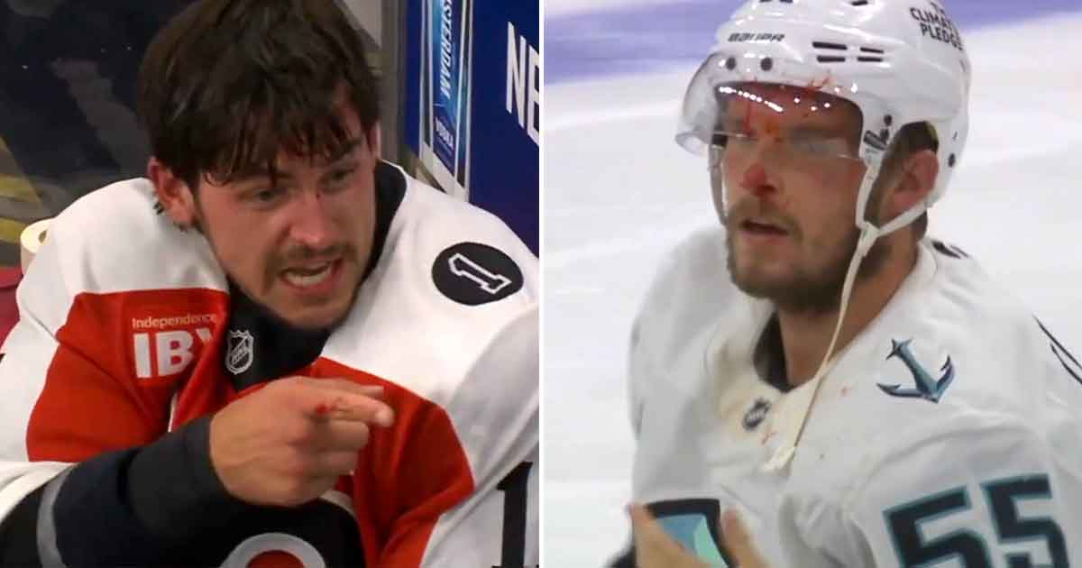 Travis Konecny destroys Ryan Lindgren with penalty box chirp