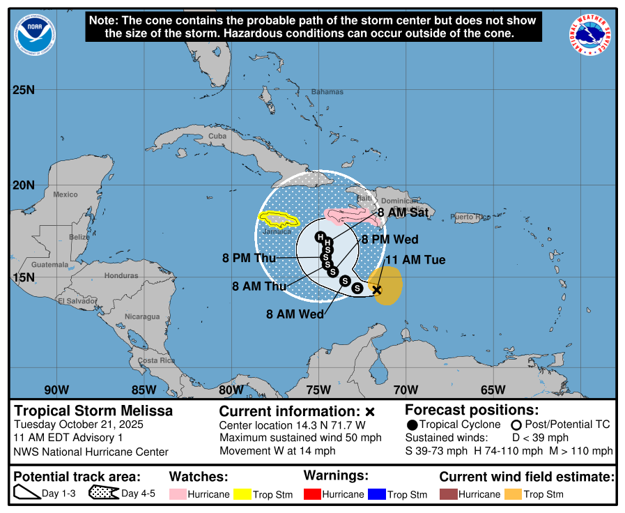 When will Tropical Storm Melissa become a hurricane? Here’s the timeline