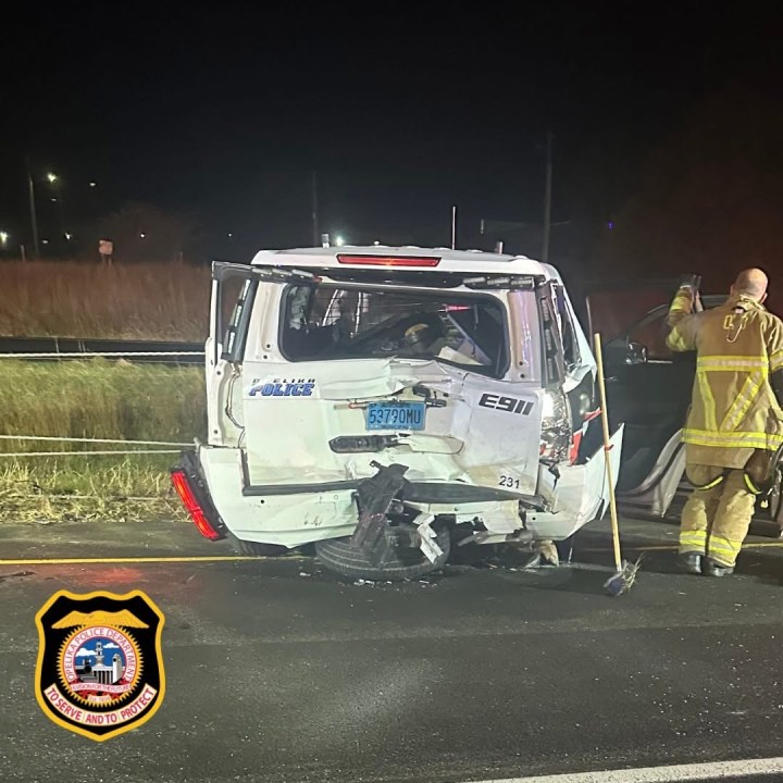 Opelika Police Officer injured after patrol vehicle struck by Tesla on I-85