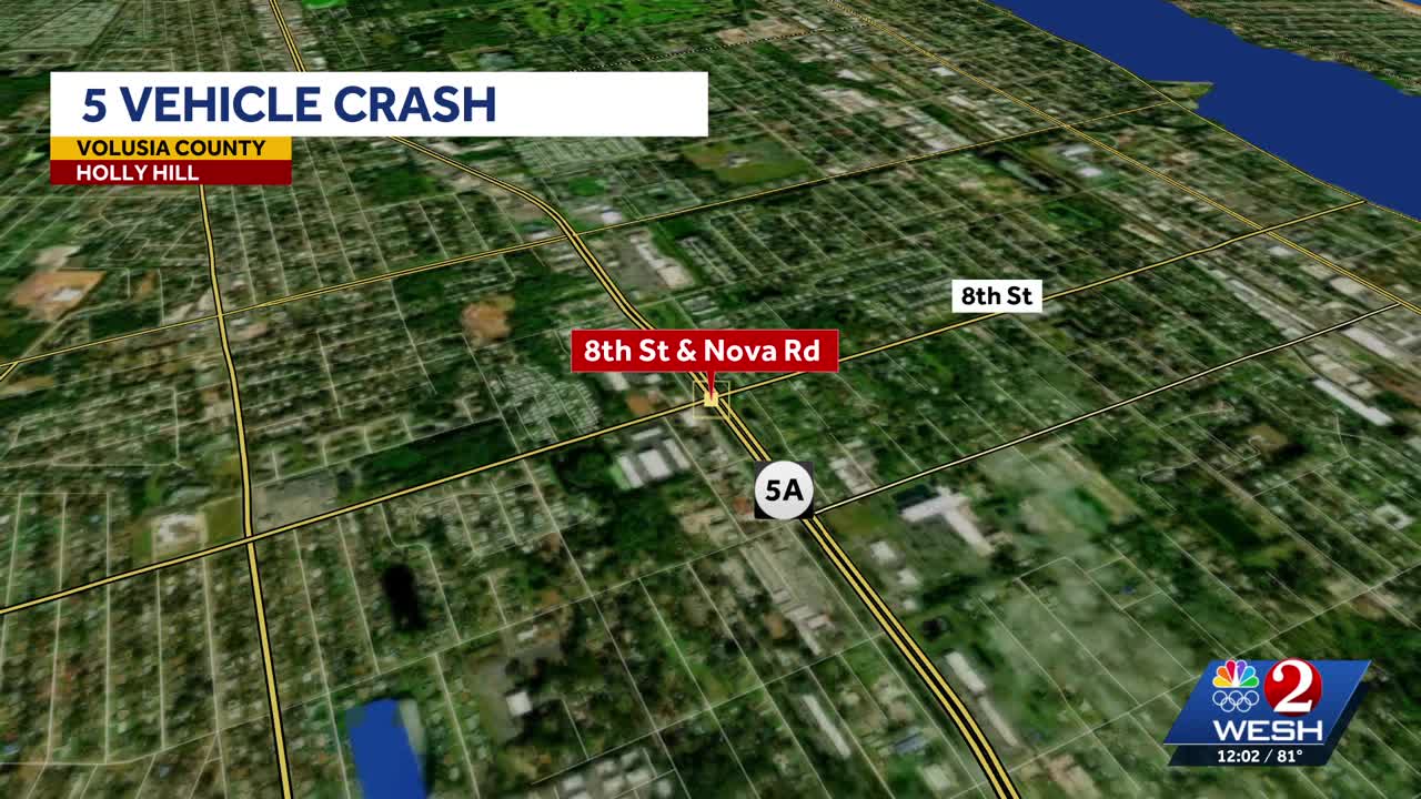 5 vehicles involved in rollover crash, entrapment into Holly Hill home