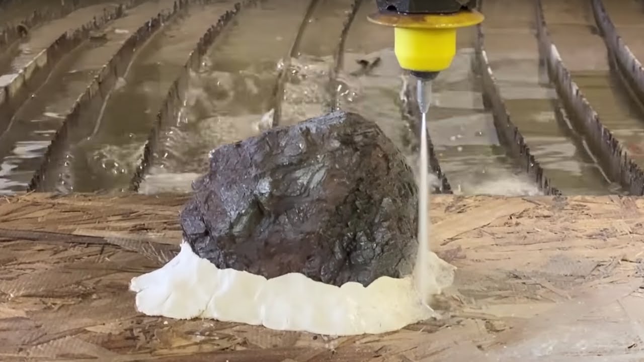 Cutting a $10,000 meteorite with a 60,000 PSI waterjet