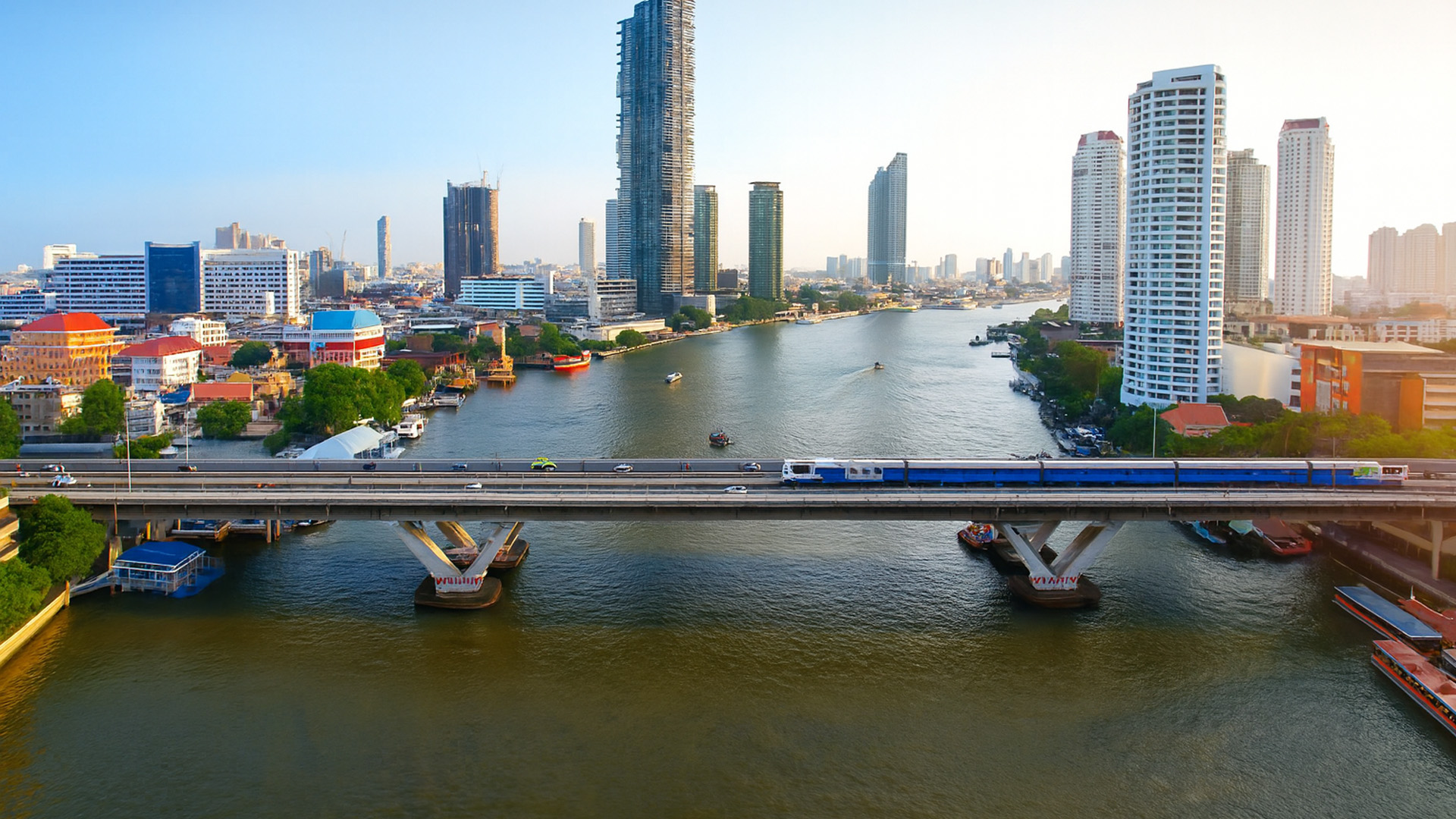 Bangkok – Chao Phraya River and City Skyline in 4K