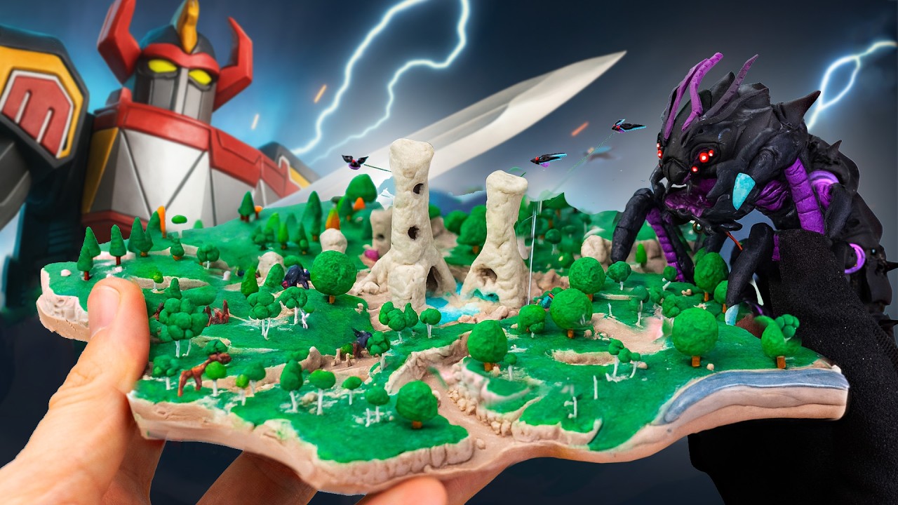 I made the HIVE from Fortnite with clay — Megazord vs Bug Queen