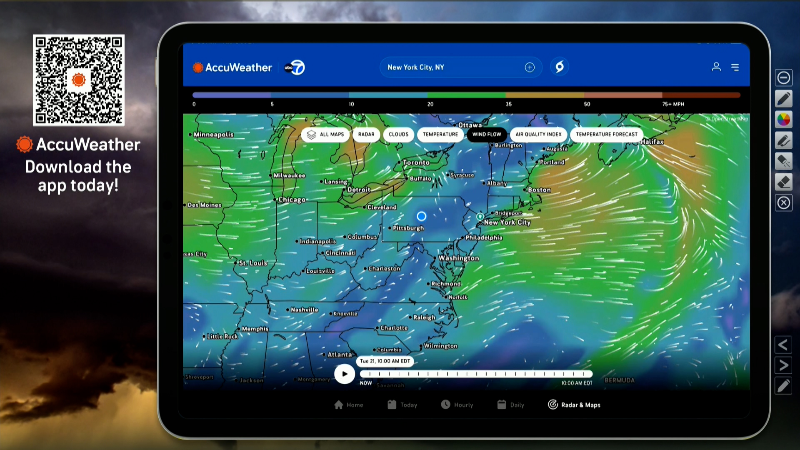 More than a dozen weather maps available on the AccuWeather app