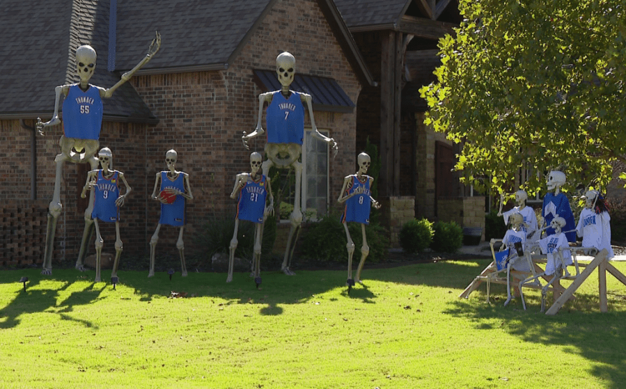 Moore family highlights Thunder players in spooky Halloween set up