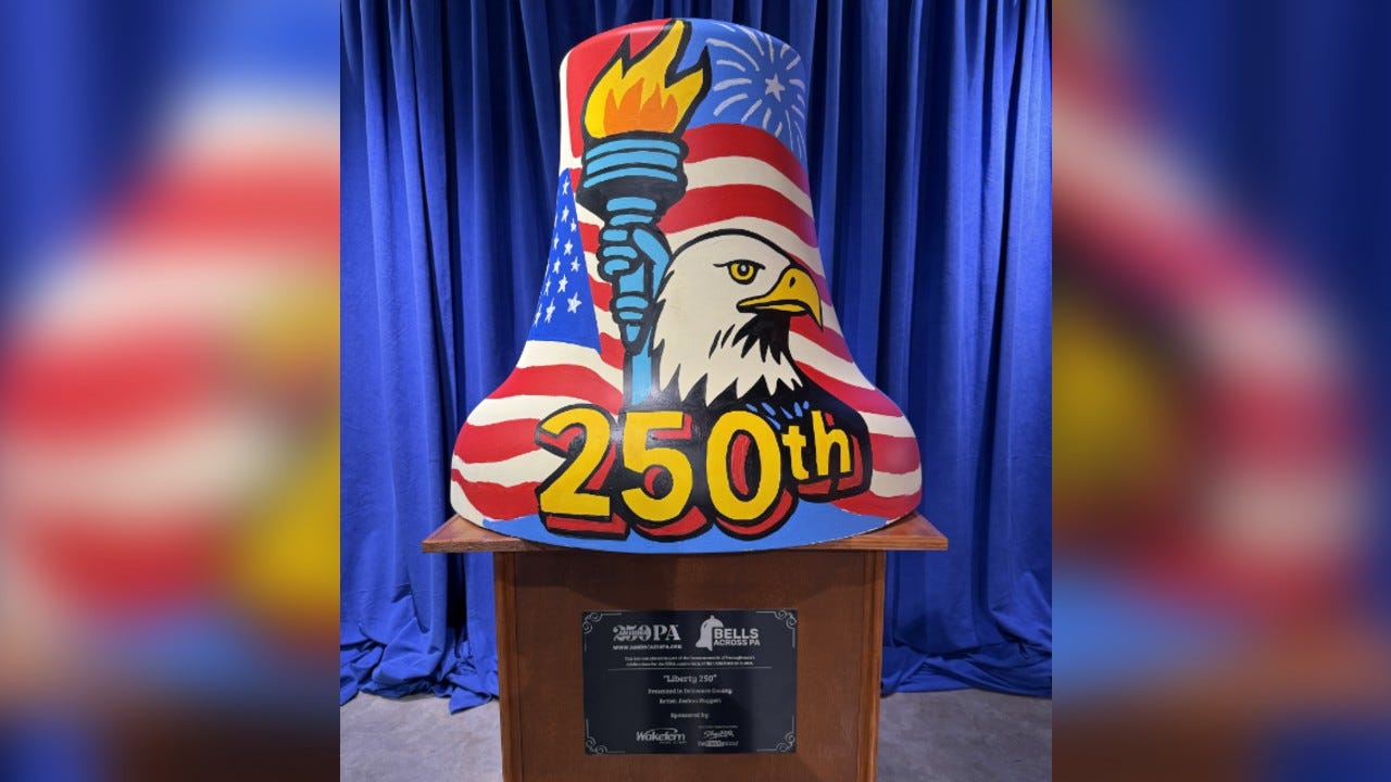Custom-painted Liberty Bell replica on display in Delaware County ahead ...