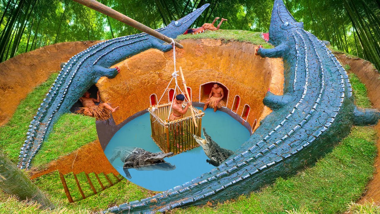 Building Underground Swimming Pool Water Slide Crocodile Around Secret ...