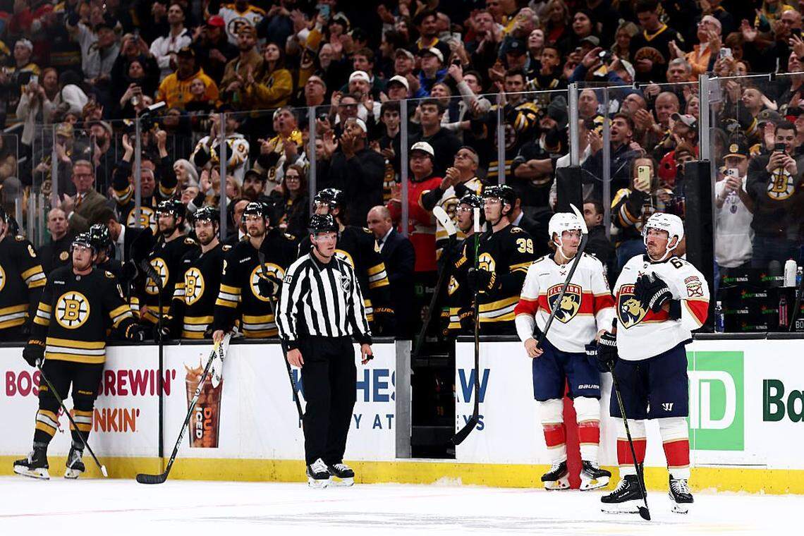 Marchand gets emotional tribute, then leads Panthers past Bruins in ...