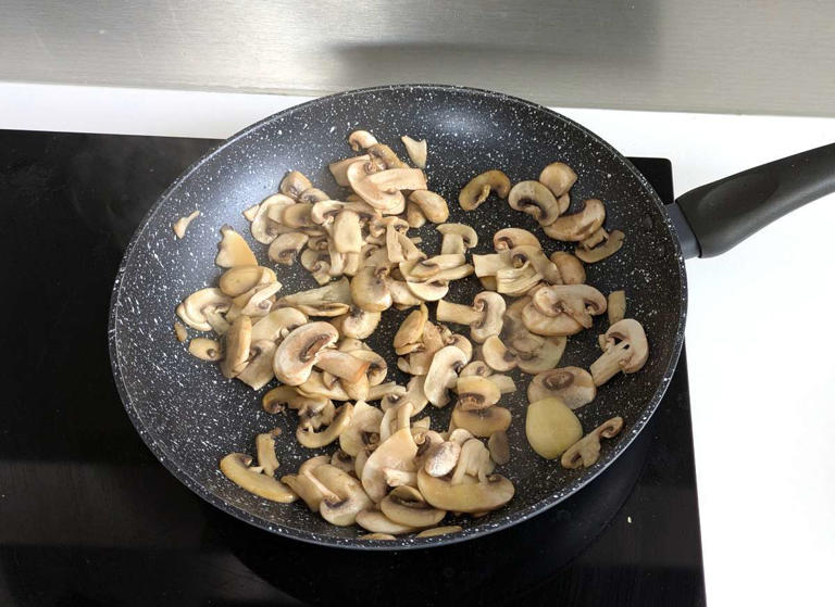 Vegetarian pumpkin meatloaf with mushrooms and stringy scamorza cheese