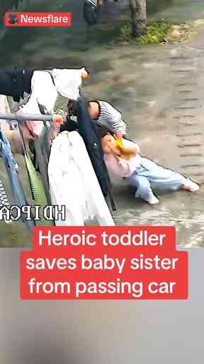 Heroic Toddler Saves Baby Sister from Passing Car
