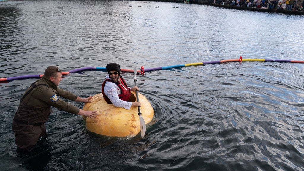 Giant Floating Pumpkin Regatta Draws Large Crowds In Oregon
