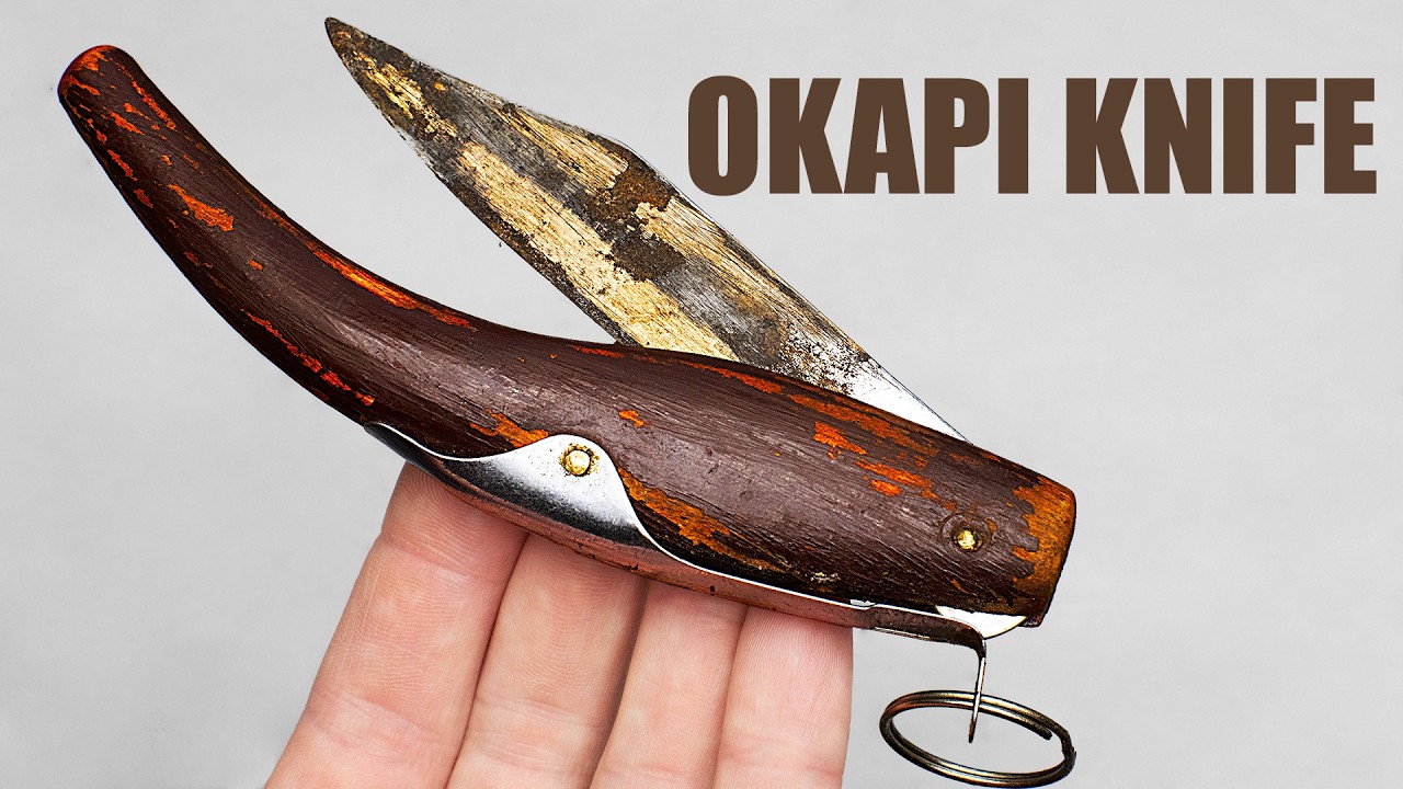 From corroded relic to shiny masterpiece - watch this Okapi knife transform