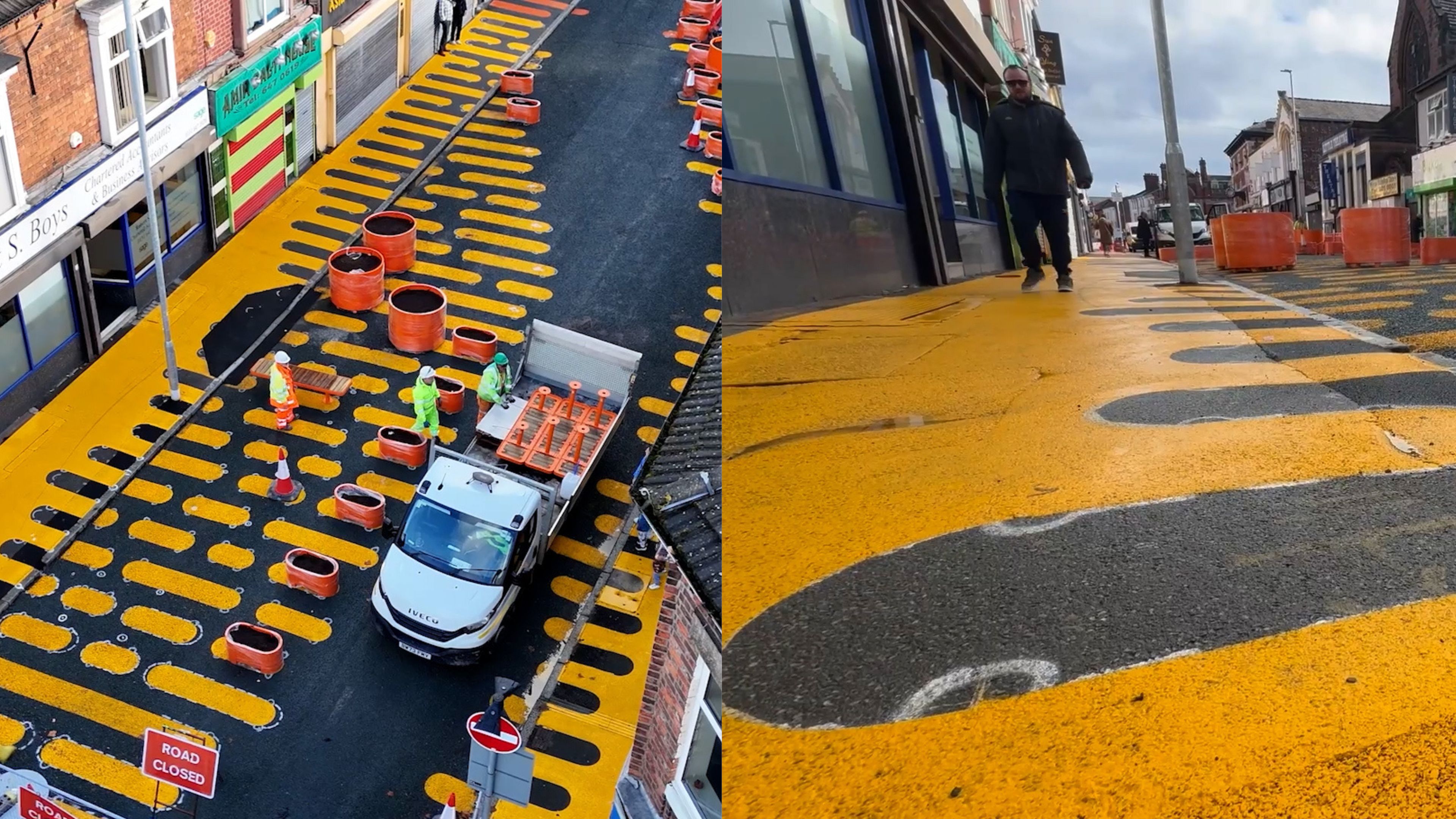 Confused locals say new traffic-calming road markings look like 'giant ...