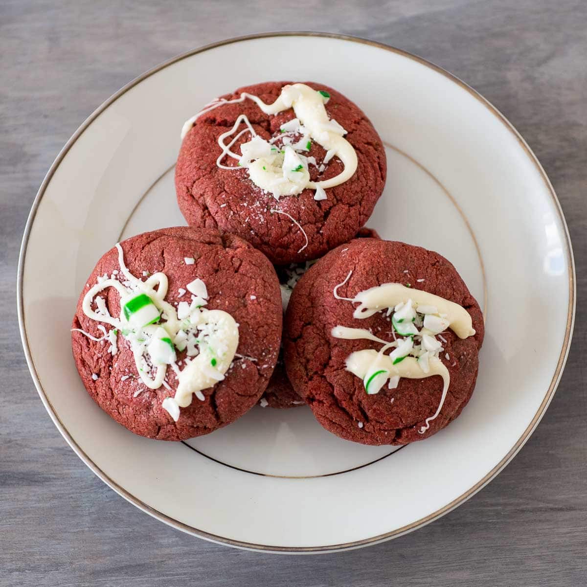 Red Velvet Cake Mix Cookies with Peppermint Crunch