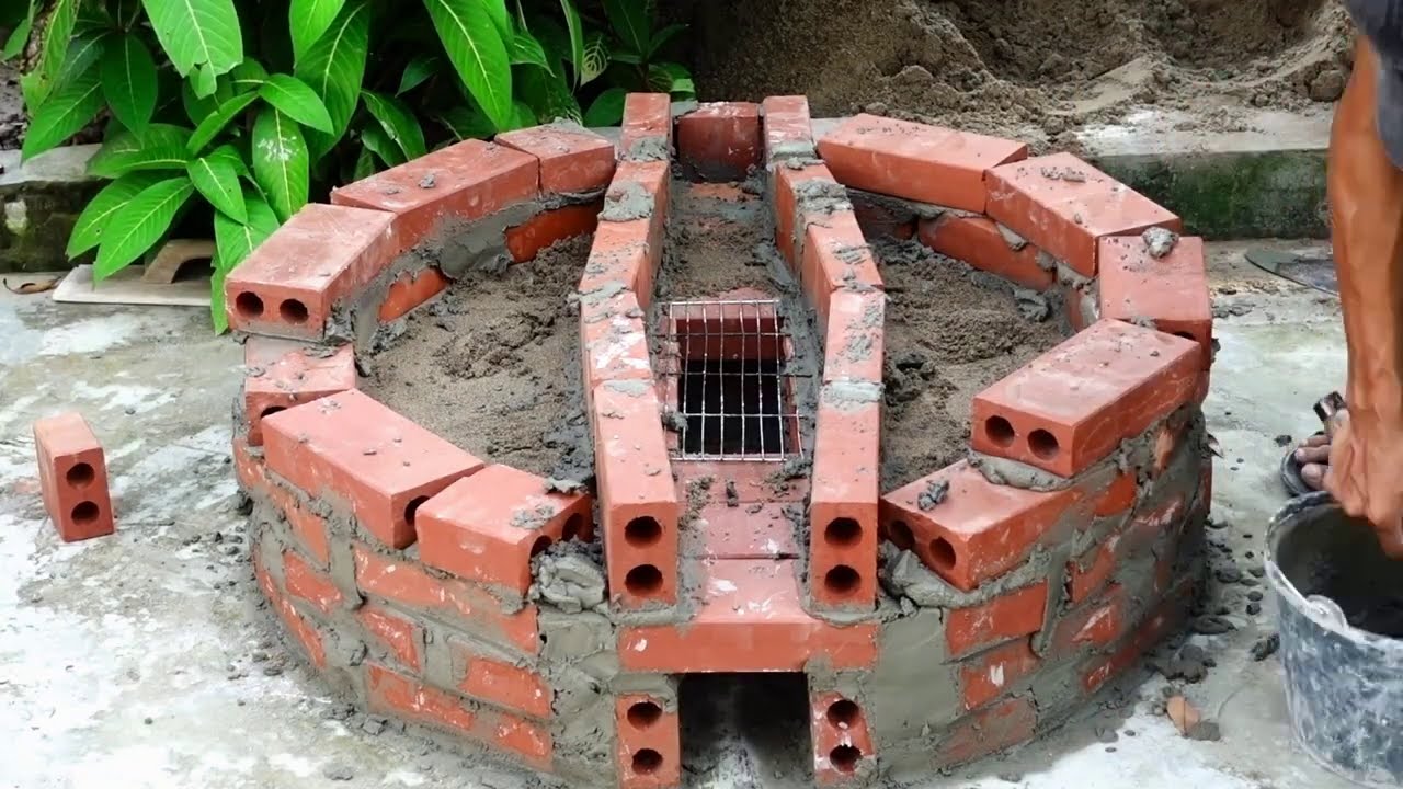 Build a brick stove and cook stew braised fish