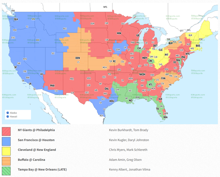 NFL Week 8 television maps: New York Giants vs. Philadelphia Eagles